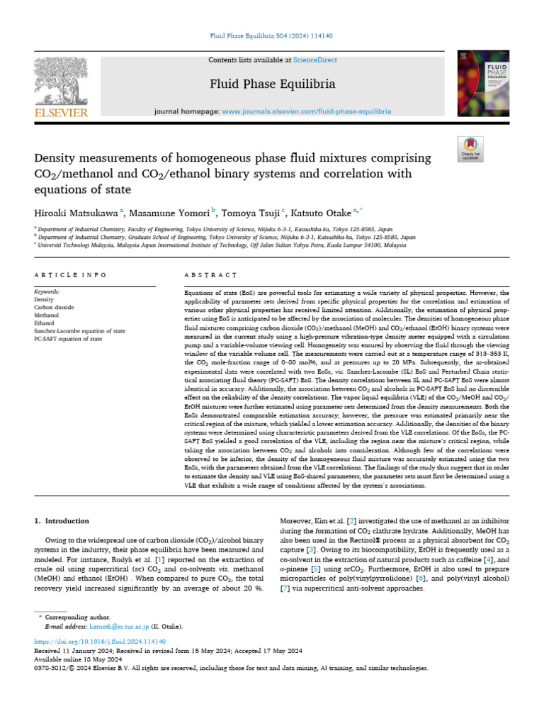CO2 + MetOH | PDF | Density | Phase (Matter)