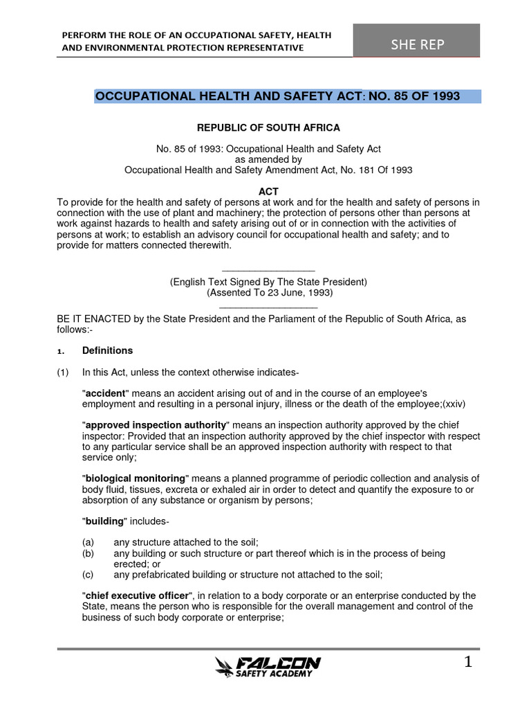 OHS Act | PDF | Occupational Safety And Health | Employment