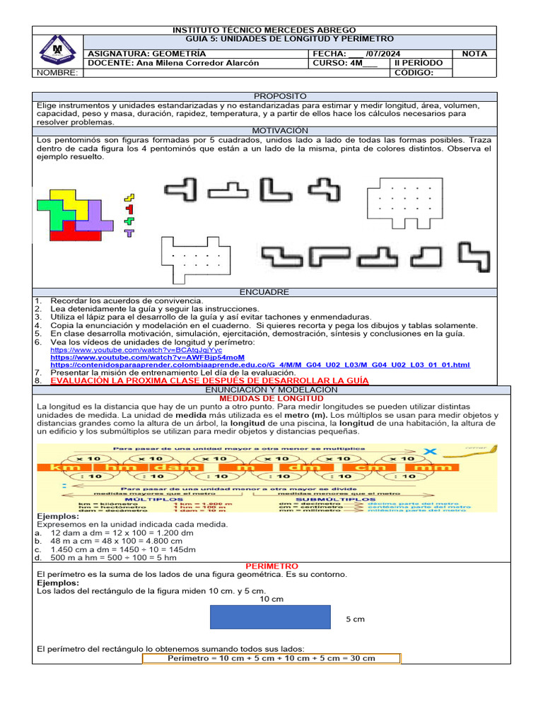 FICHA 5 | PDF | Longitud | Rectángulo