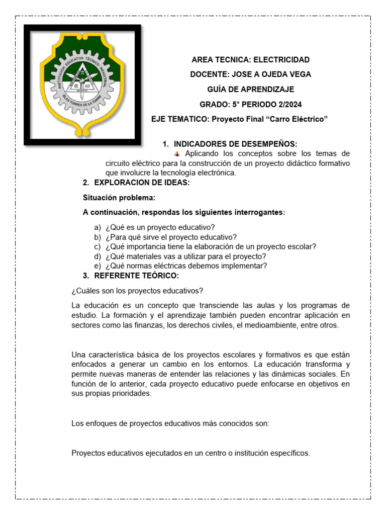 Proyecto Final 5° | PDF | Aprendizaje | Evaluación
