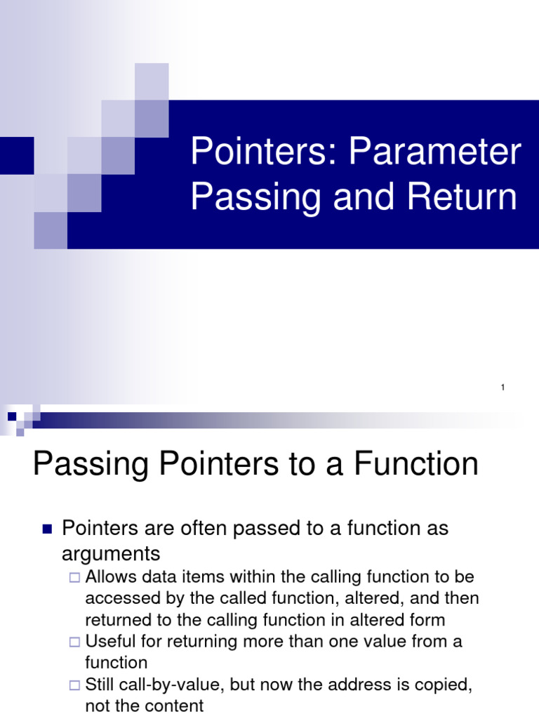 Pointers Parameter Passing And Return Pdf Pointer Computer Programming String Computer 6045