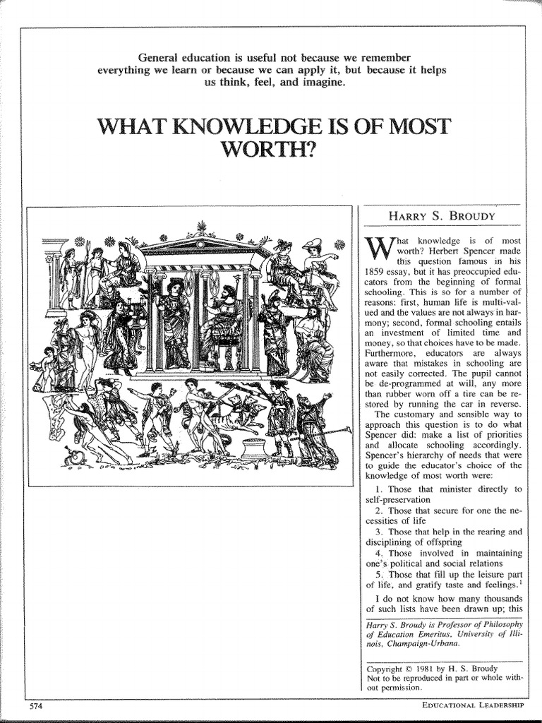 What Knowledge Is The Most Worth Harry S. Broudy | PDF | Science | Thought