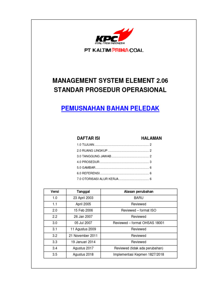 SOP MOD Blast07ind Pemusnahan Bahan Peledak | PDF | Griya & Taman ...