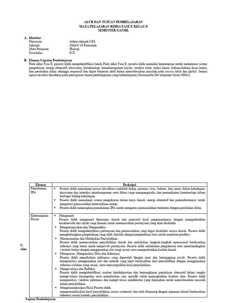 CP Dan Atp Biologi Kelas X | PDF | Sains & Matematika