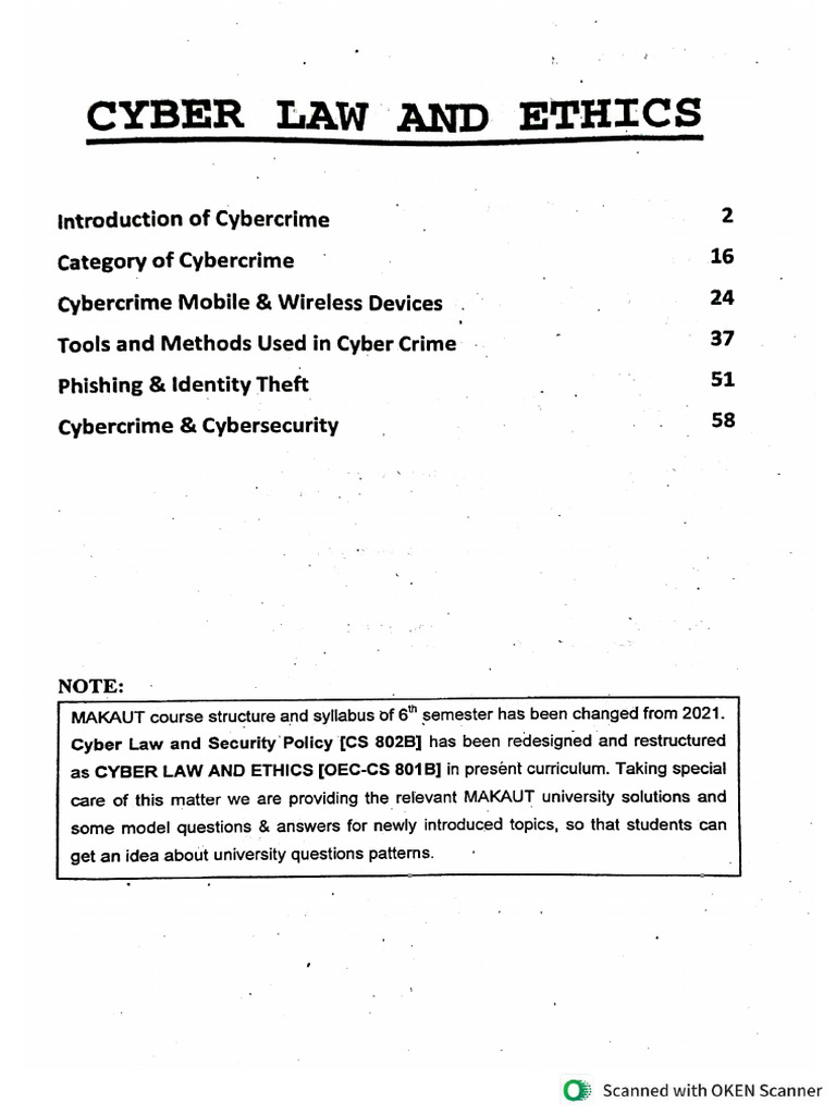 Cyber Law and Ethics Organizer | PDF