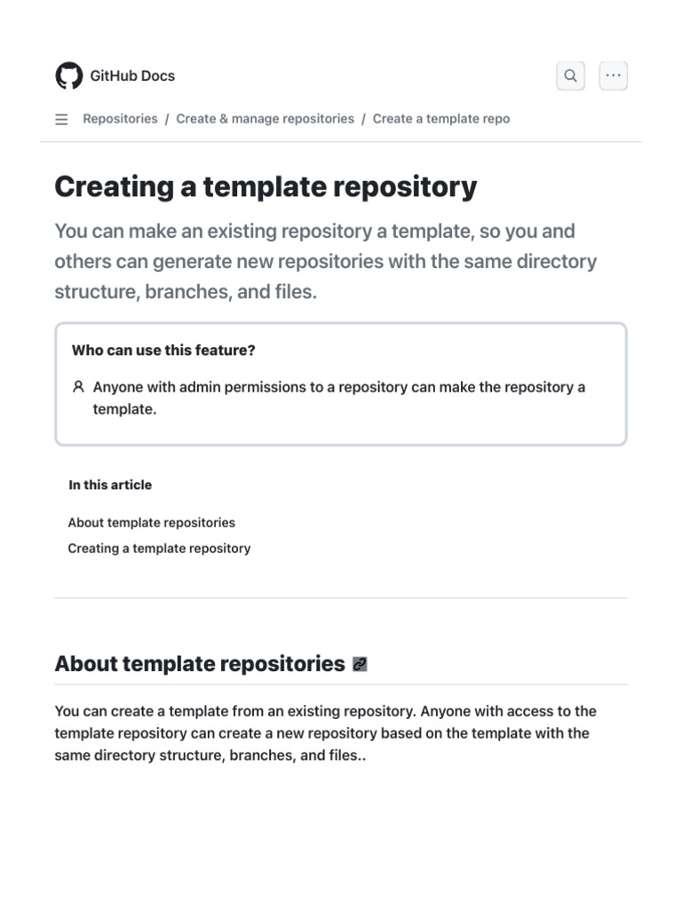 GitHub Template Repository Guide | PDF