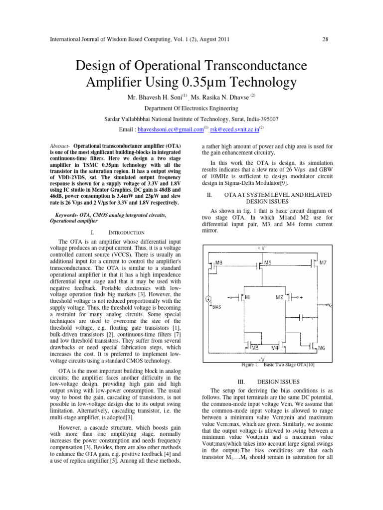 Design of Operational Transconductance A | PDF | Amplifier | Operational Amplifier