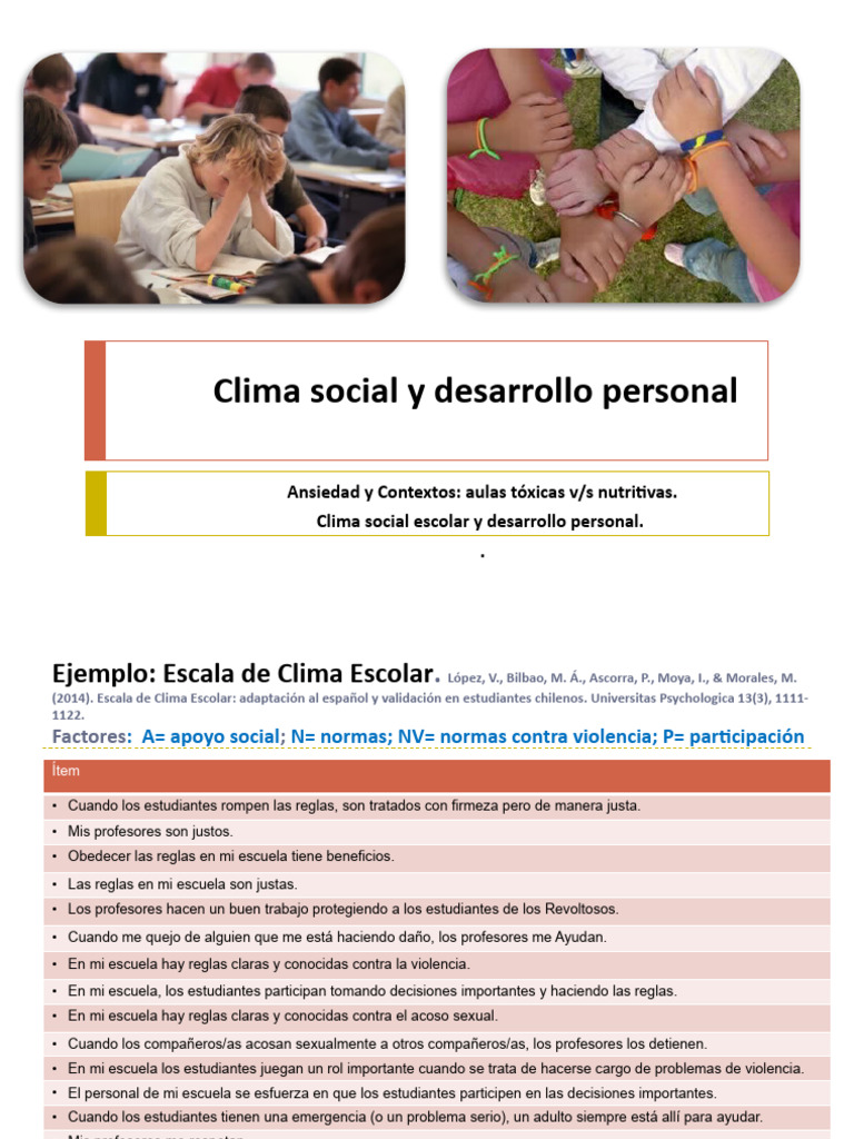 Clima Social | PDF | Salón de clases | Estrés (biología)