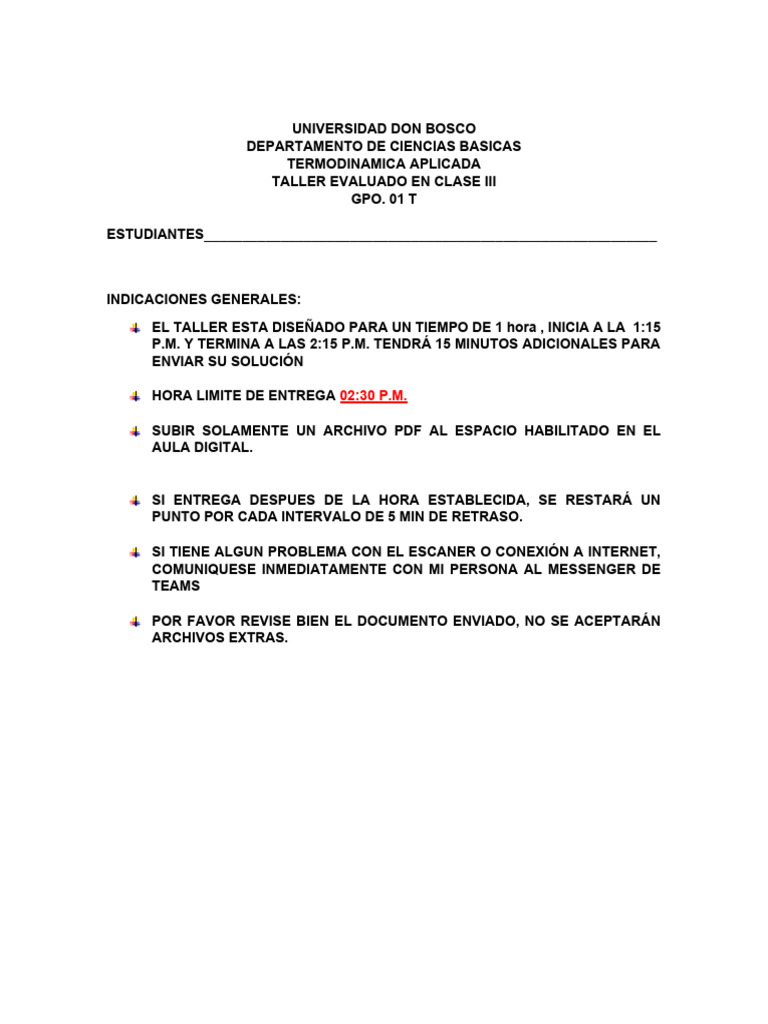 Taller de Termodinámica Aplicada | PDF | Entropía | Agua