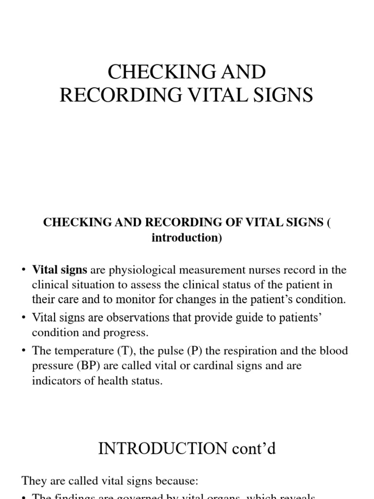 Checking Vital Signs | PDF | Pulse | Respiratory System