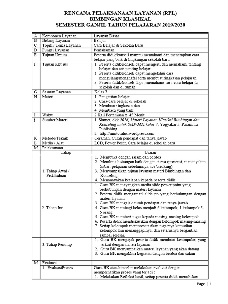 RPL Cara Belajar Di Sekolah Baru SMT I Kelas Vii | PDF | Karier ...