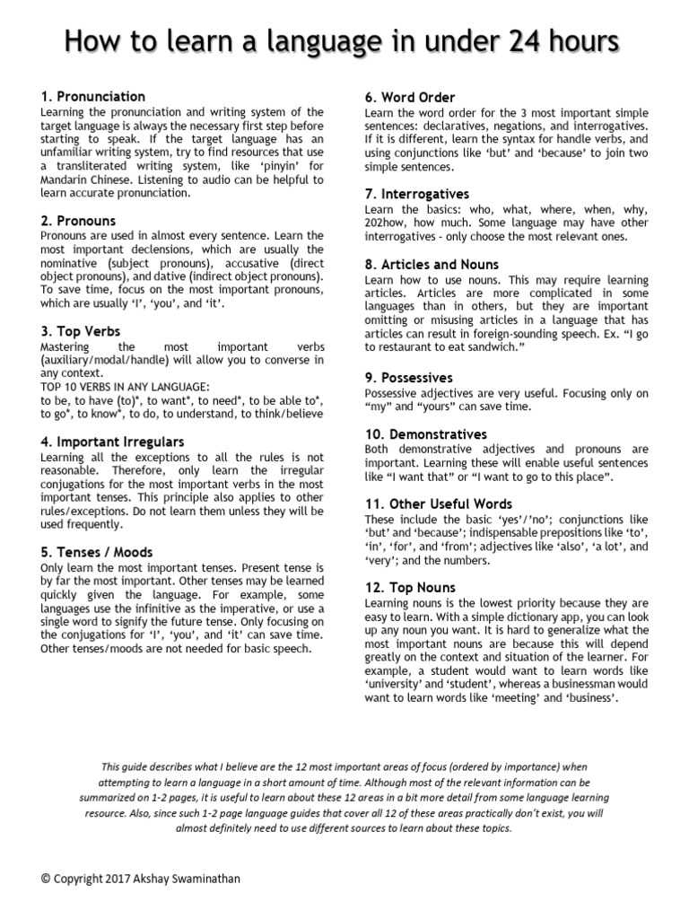 Learn A Language in 24 Hours Quechua | PDF | Grammatical Tense | Verb