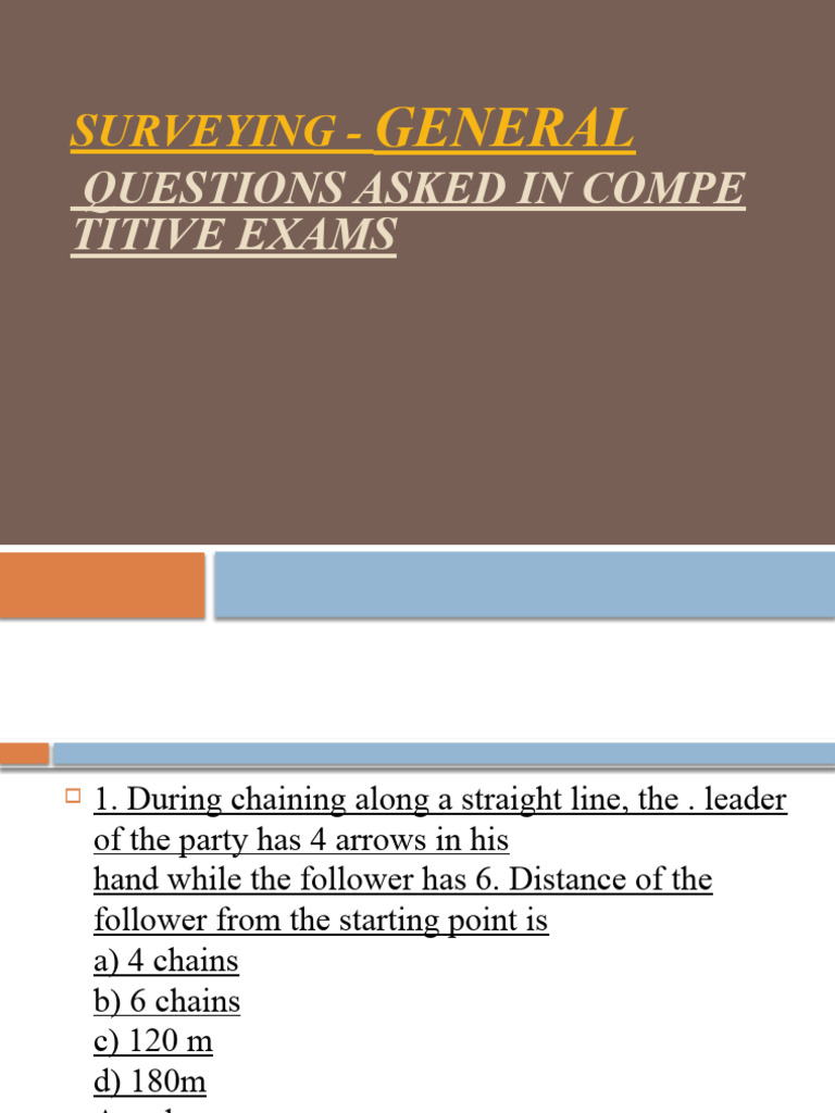 Surveying Exam Questions and Answers | PDF | Contour Line | Compass