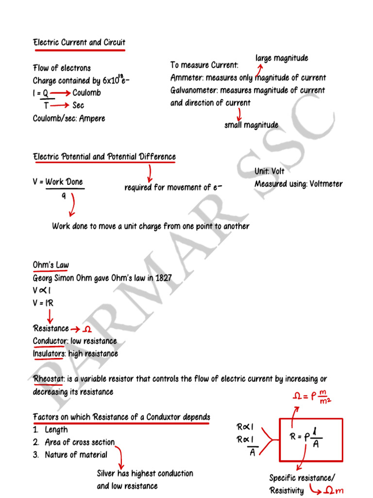 SSC Physics: Current, Circuits & Optics | PDF | Force | Electrical ...