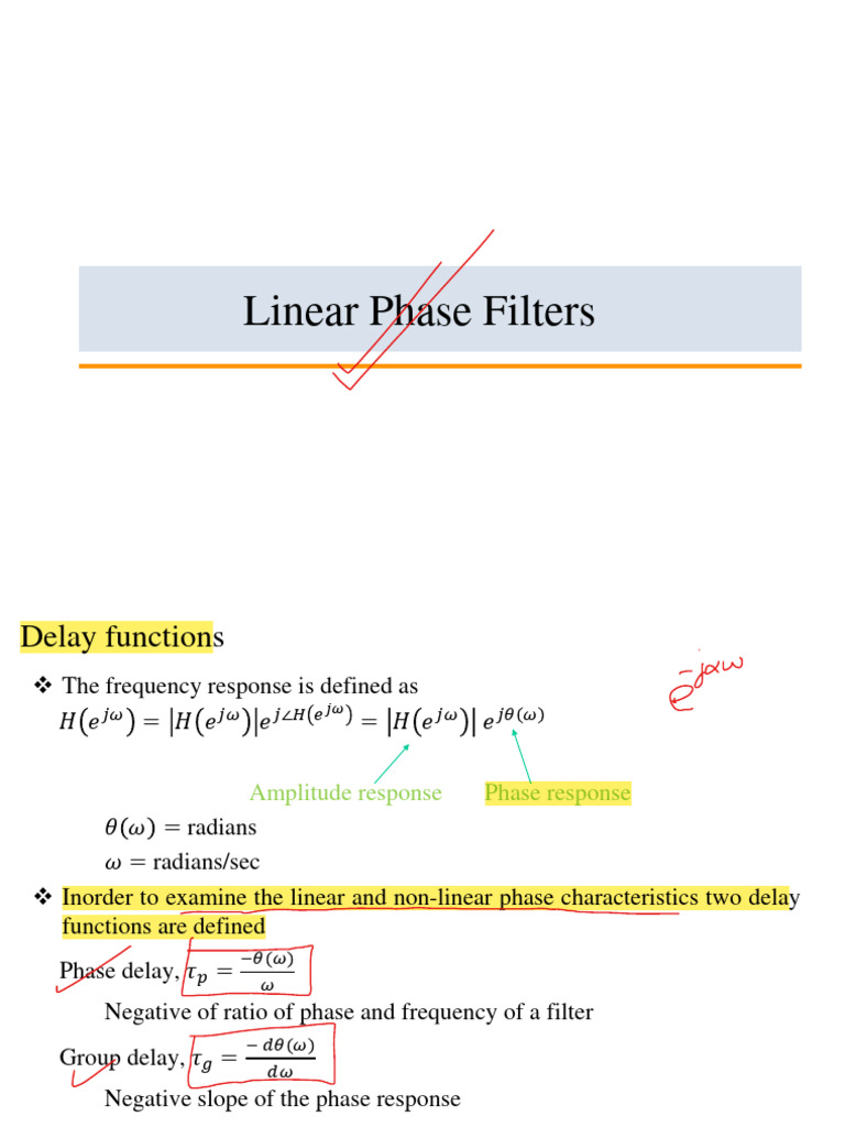 Linear Phase Filters | PDF | Phase (Waves) | Filter (Signal Processing)
