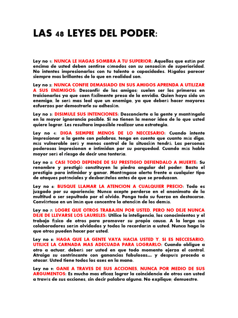 Las 48 Leyes Del Poder | PDF | Las emociones | Felicidad