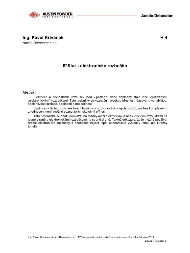 Austin Powder Electronike Detonator | PDF