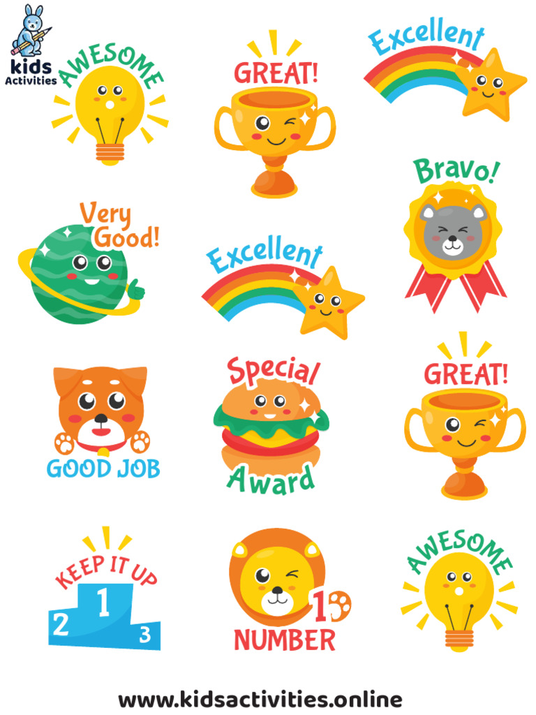 Free Printable Great Job Stickers For Students | PDF