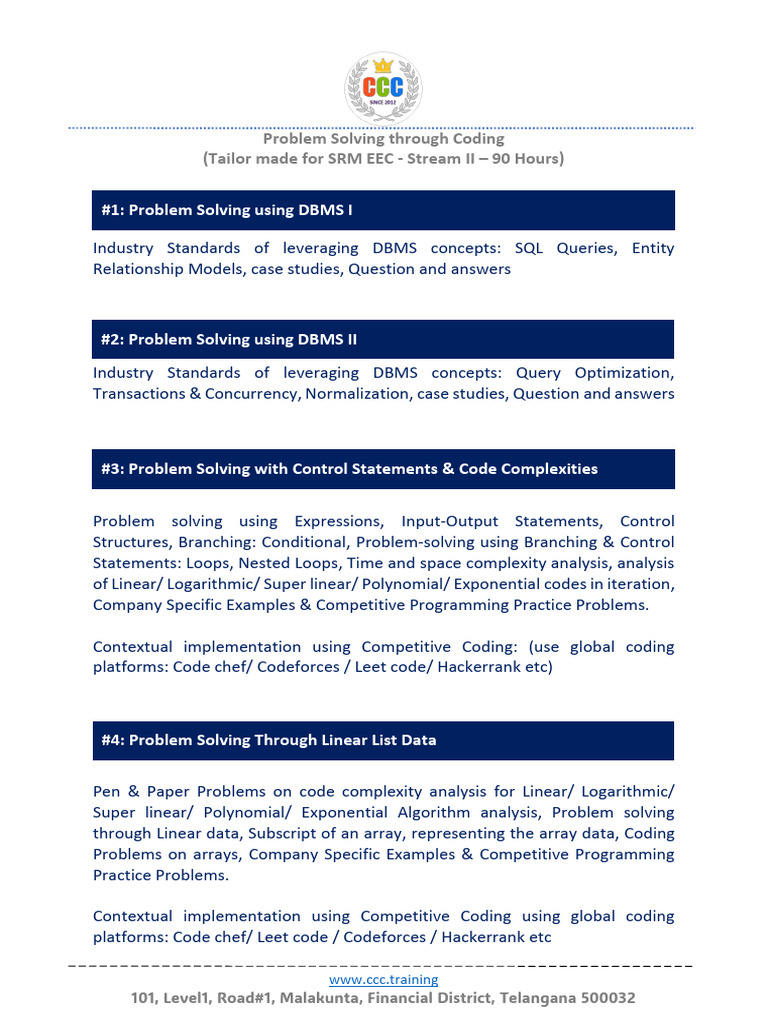 SRM EEC PO-2025 - Stream II - Syllabus (90 Hours) | PDF | Time Complexity | Variable (Computer ...
