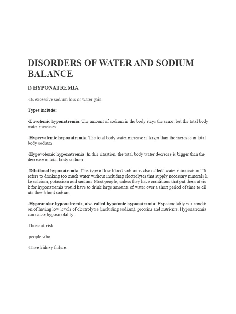 Disorders of Water and Sodium Balance | PDF | Medical Specialties ...