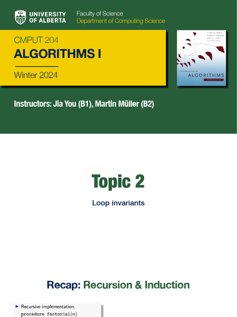 Cmput204 - Topic2 - Loop Invariant | PDF | Control Flow | Mathematics