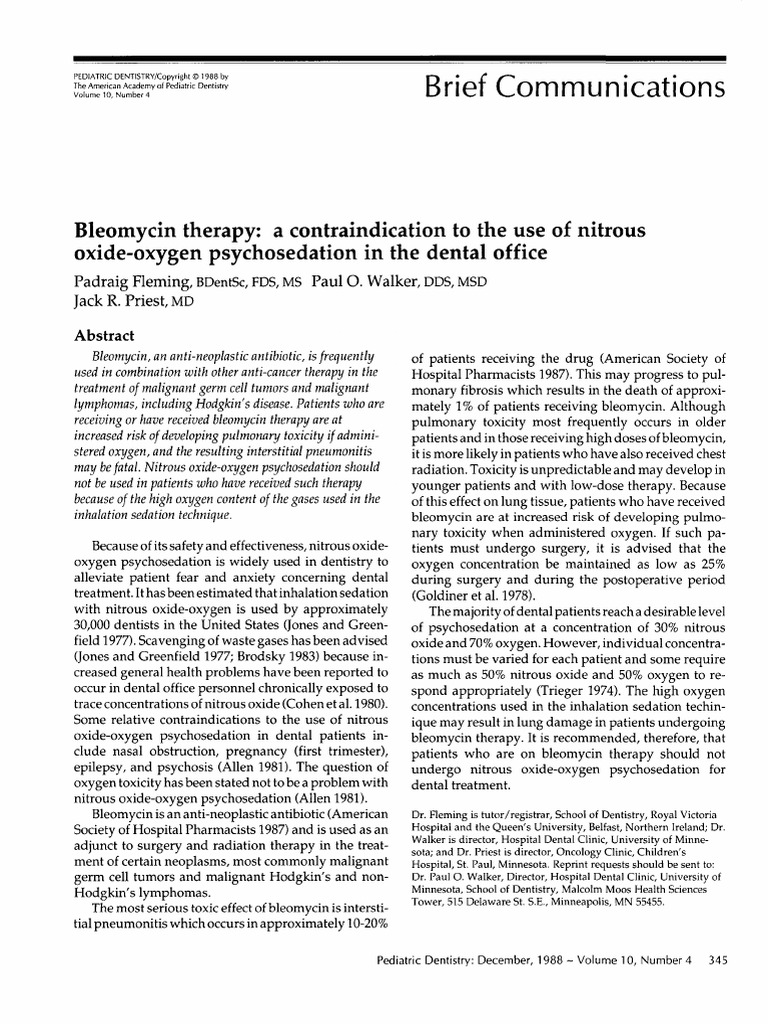 Blomycin NO Contraindication AAPD | PDF | Nitrous Oxide | Anesthesia