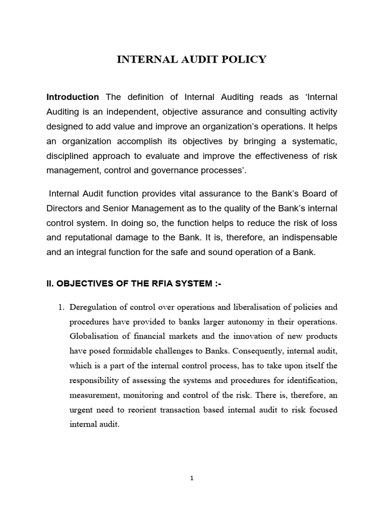 Internal Audit Policy | PDF | Internal Audit | Risk