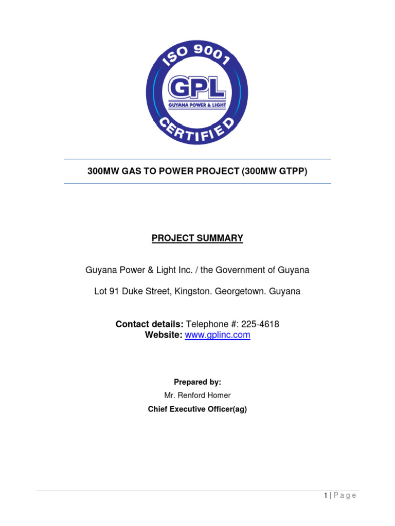 300MW Gas to Power Project Overview | PDF | Stormwater | Sewage