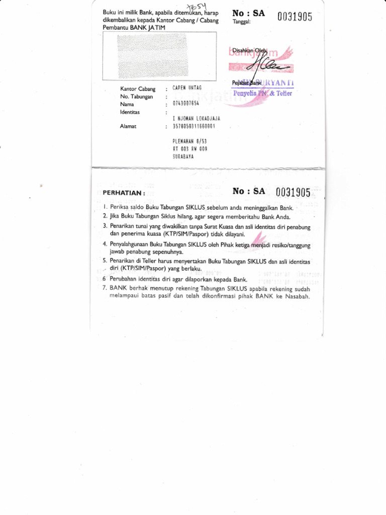 Buku Tabungan Untuk Program AFA-100 | PDF