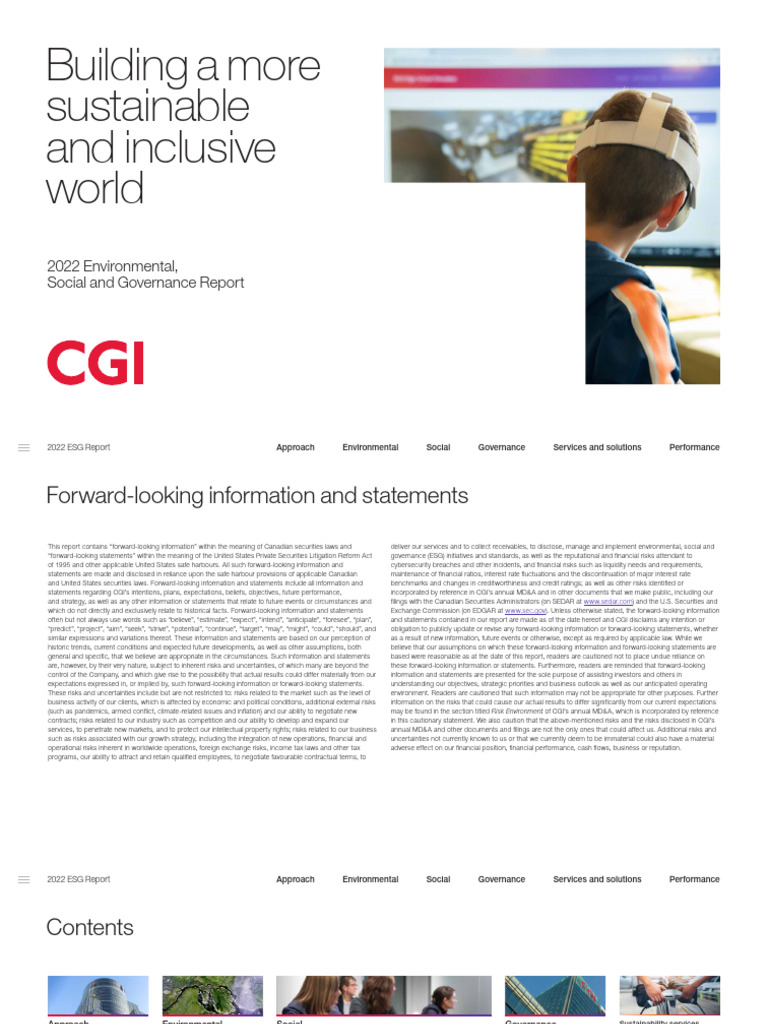 Cgi 2022 Esg Report | PDF | Sustainability | Governance