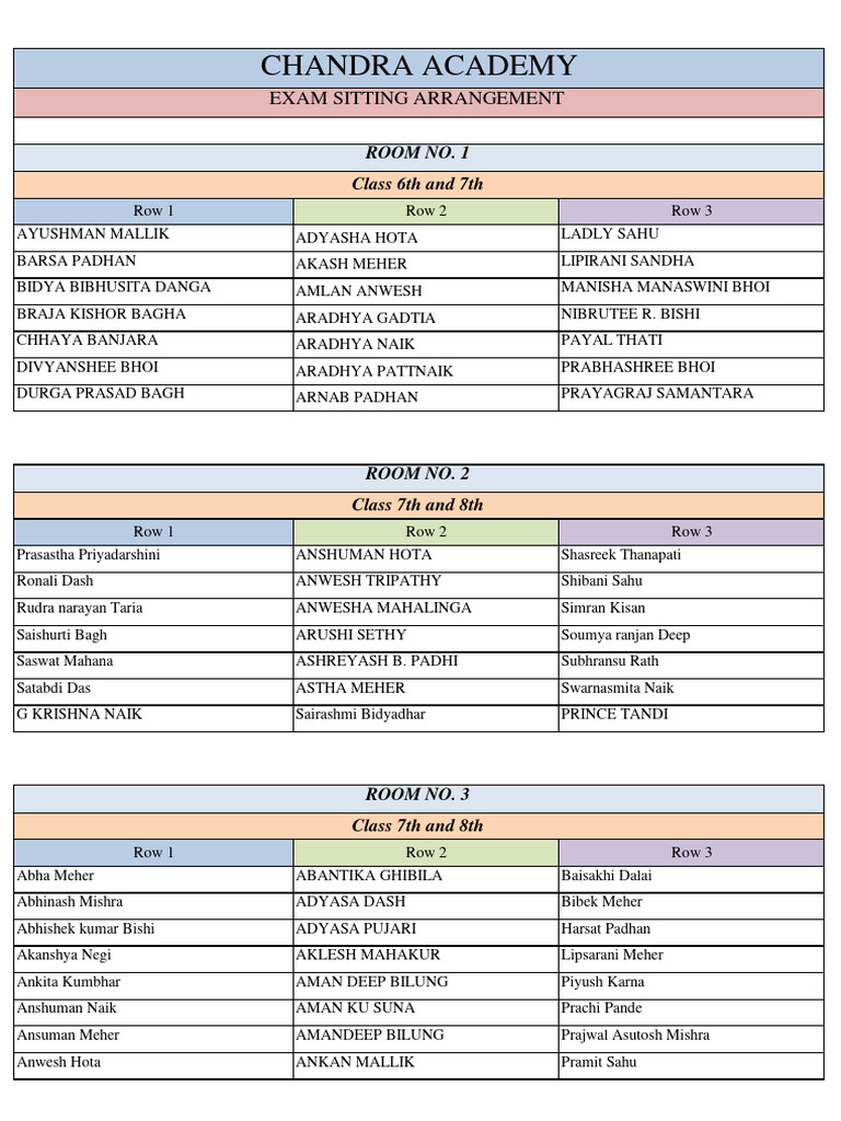 Exam Seating Arrangement New | PDF