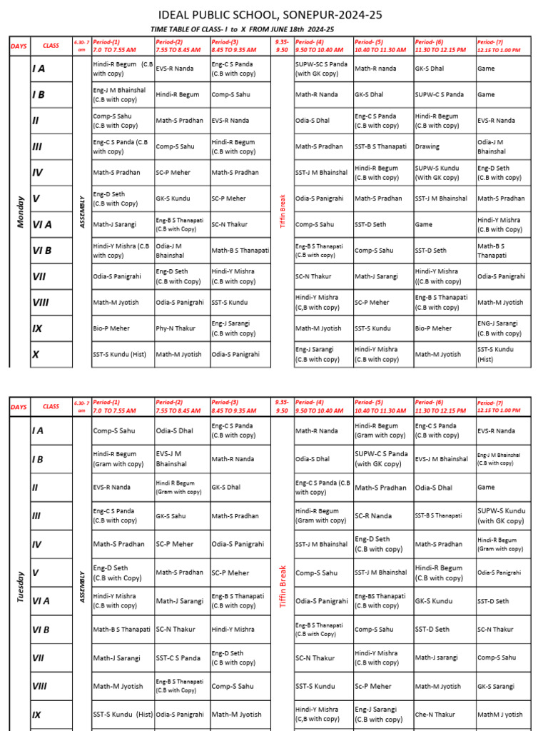 Time Tible Effective From 18th June 2024 | PDF