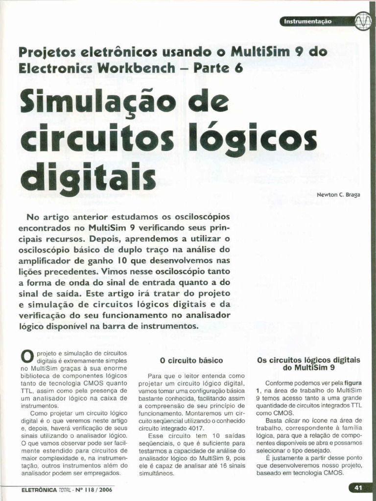 Multisim 9 - Revista Eletronica Total 118 | PDF