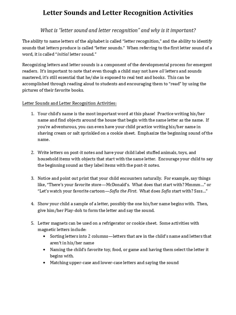 Kindergarten Screening Letters and Sounds Activities MSDSC | PDF | Wellness