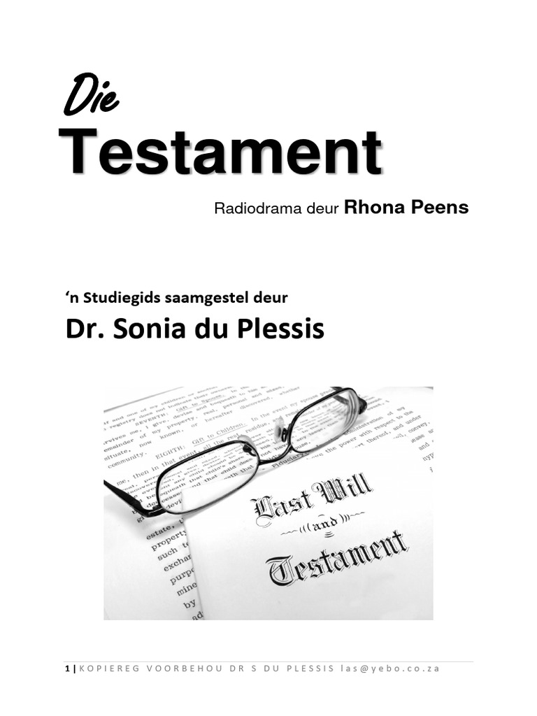 Die Testament - Studiegidsvoorbeeld | PDF