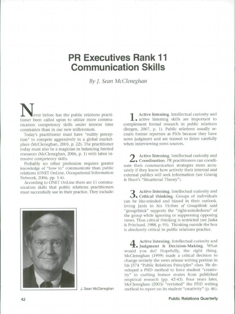 Top 11 PR Communication Skills | PDF | Public Relations | Critical Thinking