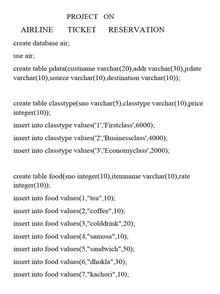 Airline Ticket Reservation | PDF | Computing | Computer Programming