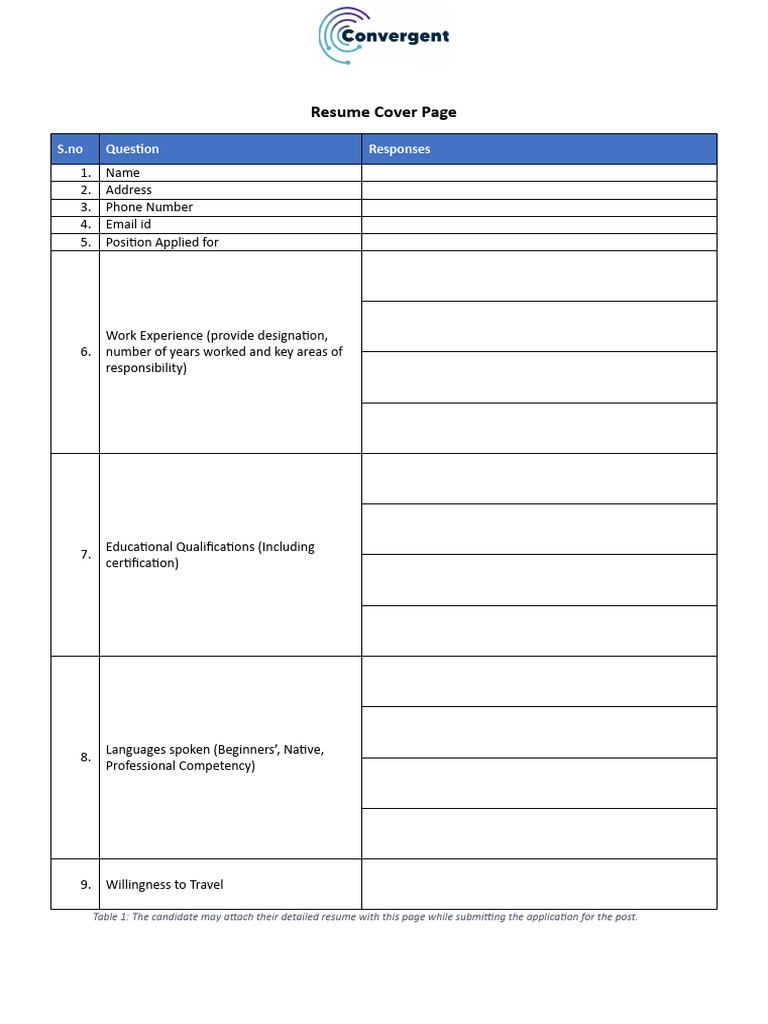 Resume Cover Page | PDF