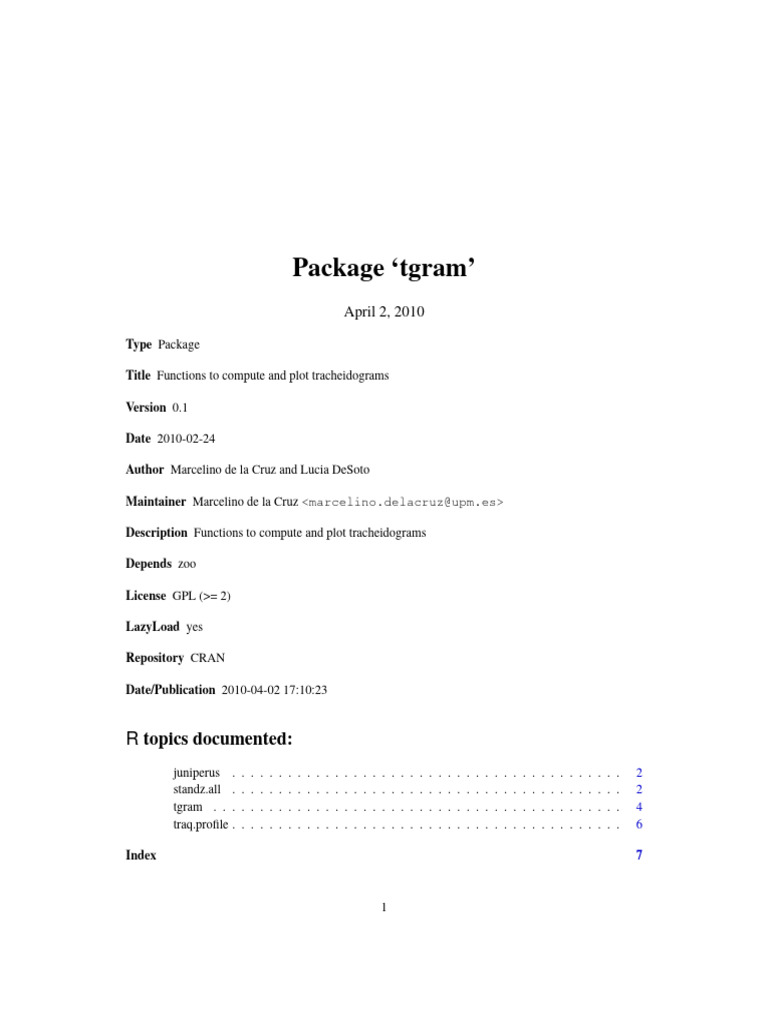 Package Tgram': R Topics Documented | PDF | Data | Applied Mathematics