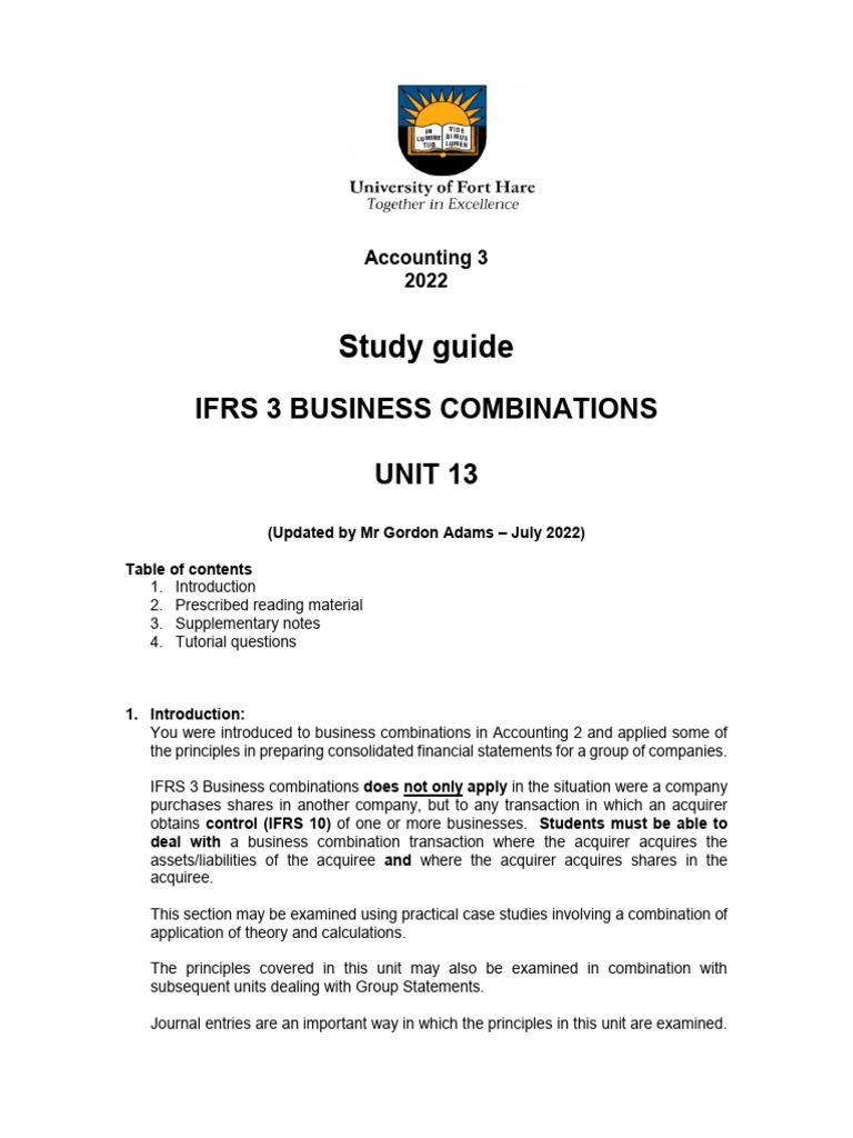 2.1 Unit 13 - Business combinations info pack (2022) | Download Free ...