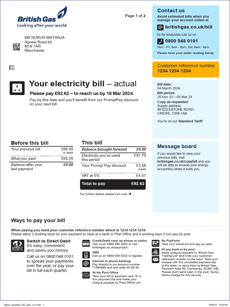Your Electricity Bill Actual | PDF | Cheque | Payments