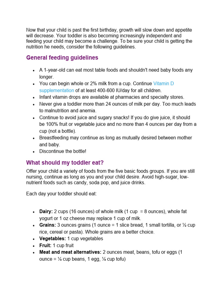 General Feeding Guidelines | PDF | Juice | Diet & Nutrition