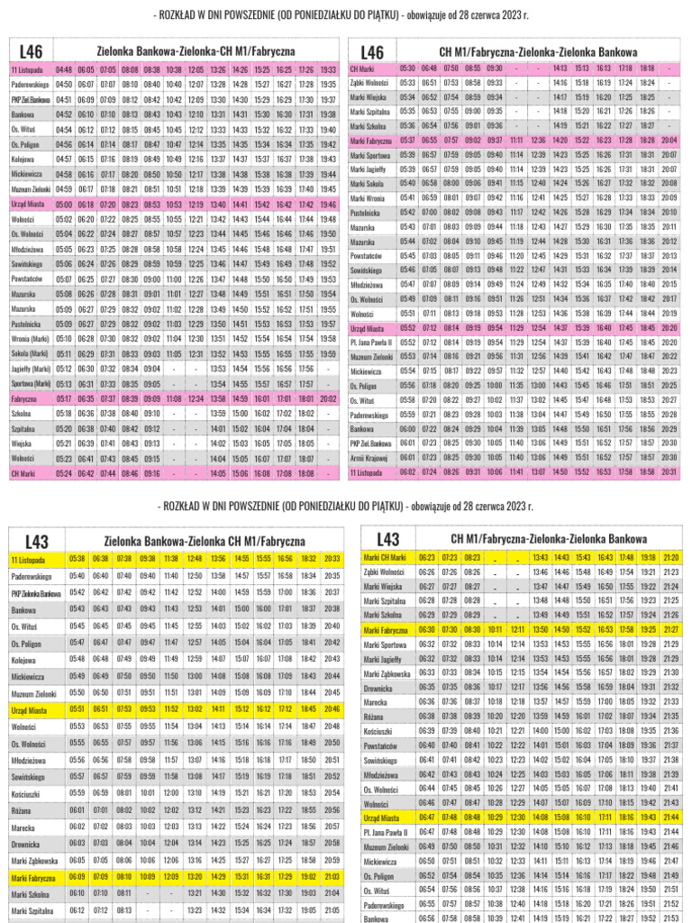 Rozklad - L43 - L46 - L27 - 05.09.2023 - DP 2 | PDF