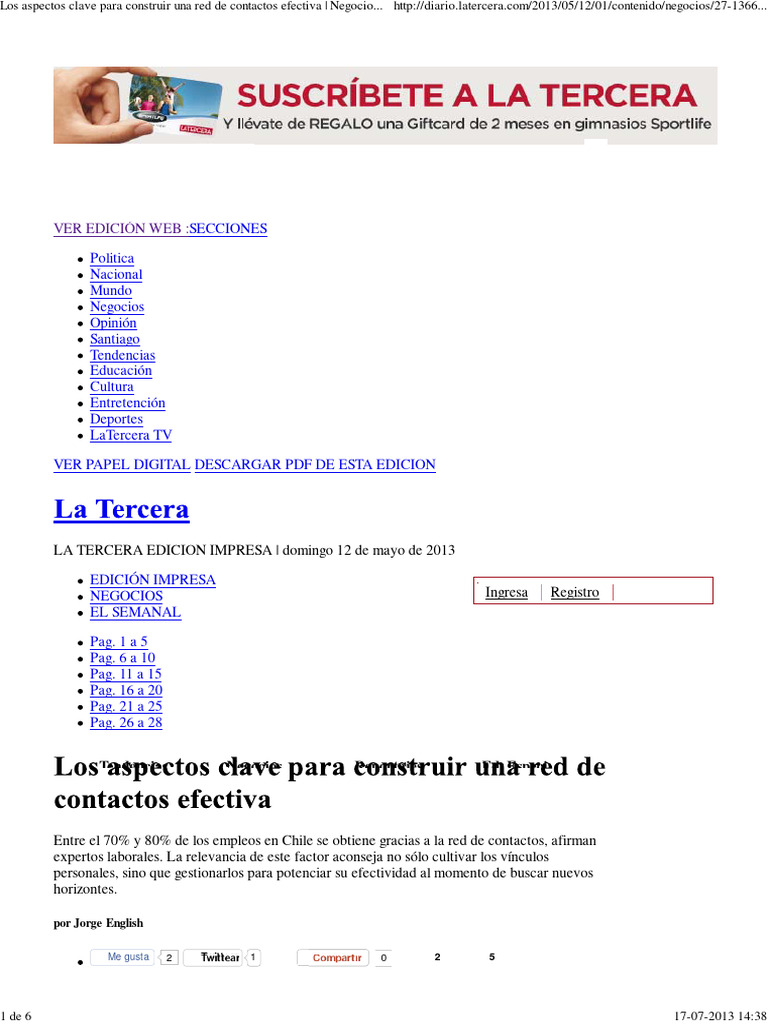 Los aspectos clave para construir una red de contactos efectiva _ Negocios _ La Tercera Edición ...