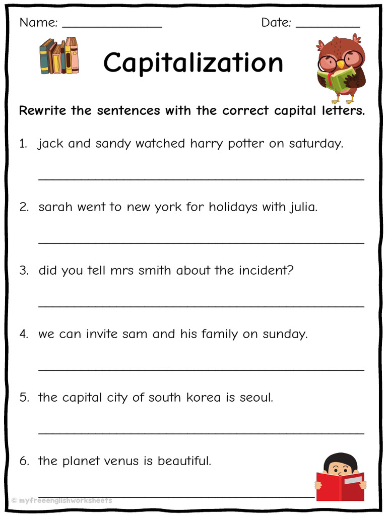 Capitalization Worksheet Rewrite 1 | PDF