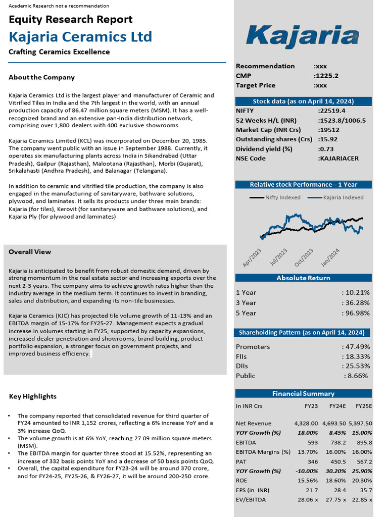 Equity Research Report | PDF | Economy Of India | Foreign Direct Investment
