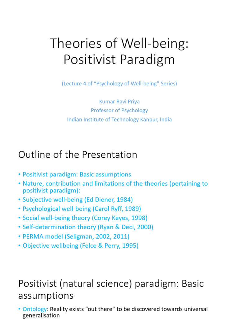 L4 Positivist Paradigm | PDF | Well Being | Psychological Schools