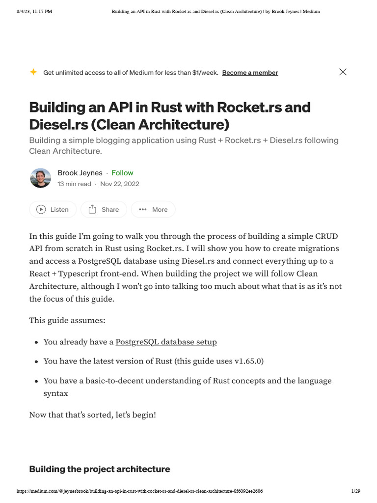 Building An API in Rust With Rocket - Rs and Diesel - Rs (Clean Architecture) - by Brook Jeynes ...