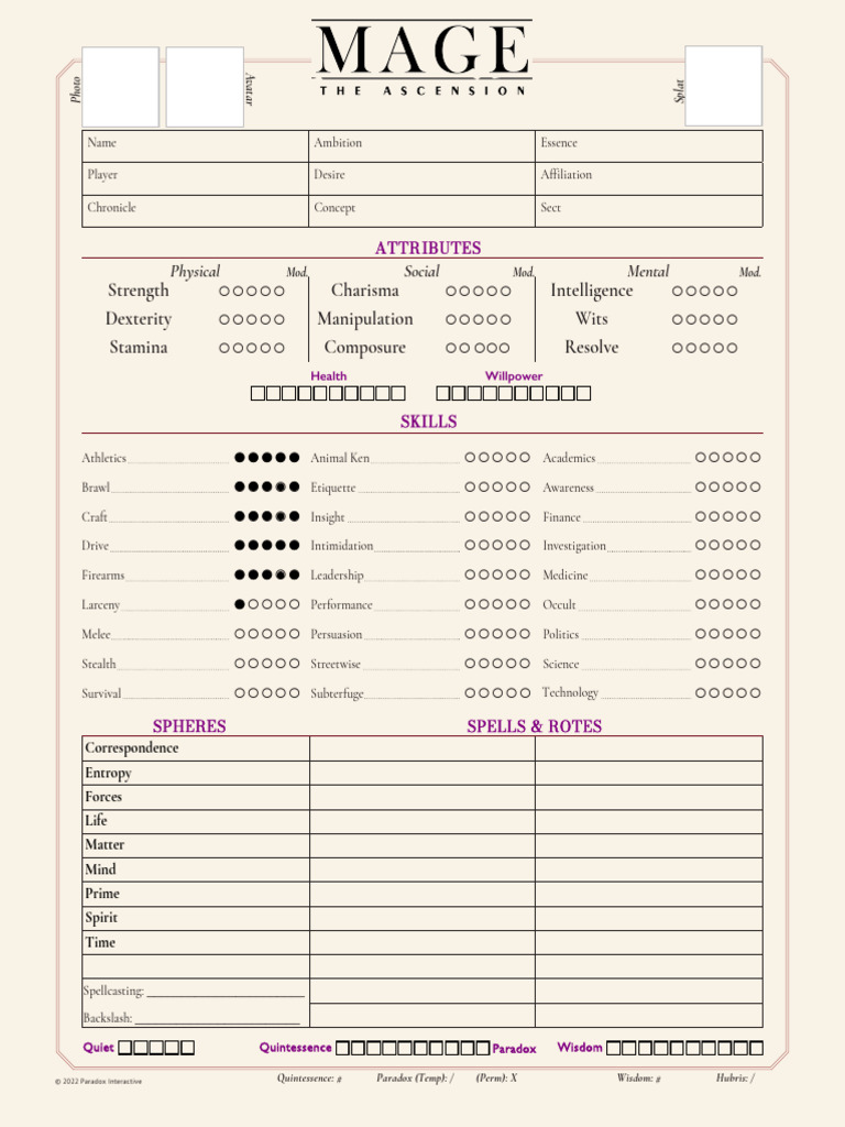 M5_Character_Sheet26 | PDF