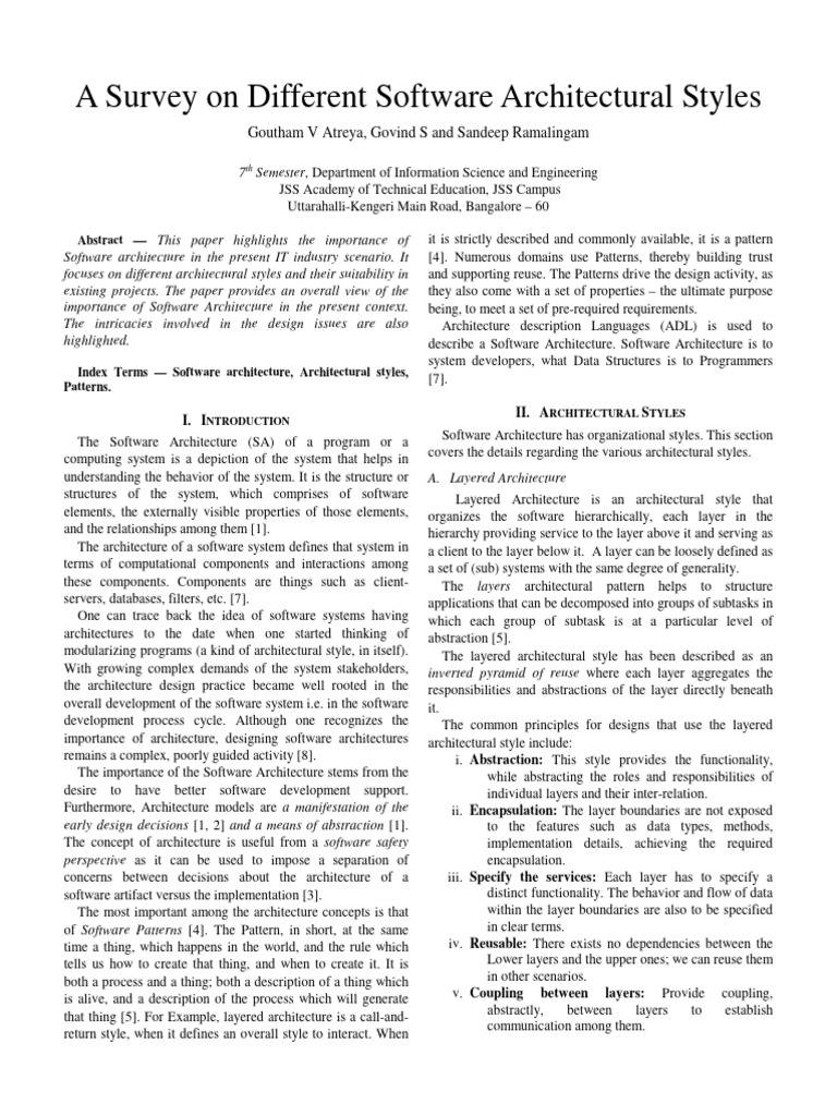 A Survey On Different Software Architectures Pdf Client Server Model Computer Network